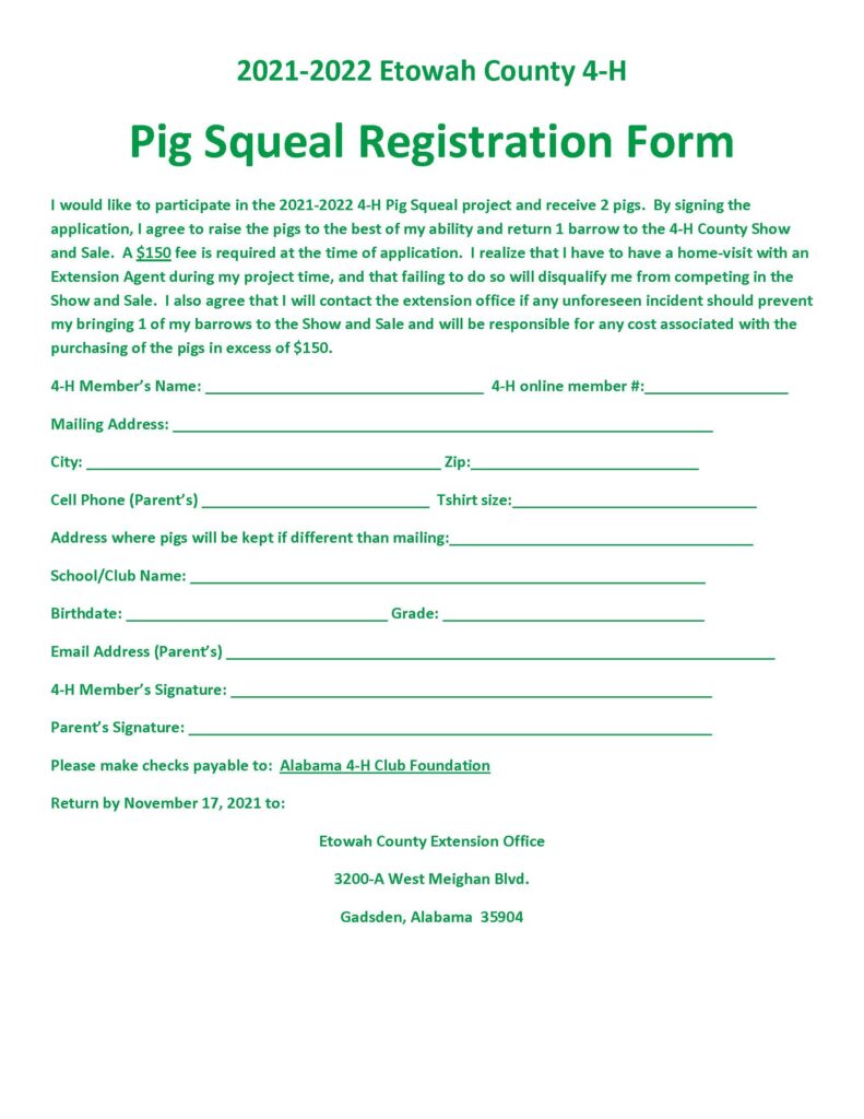 4-H Pig Squeal Project - Gadsden City Schools